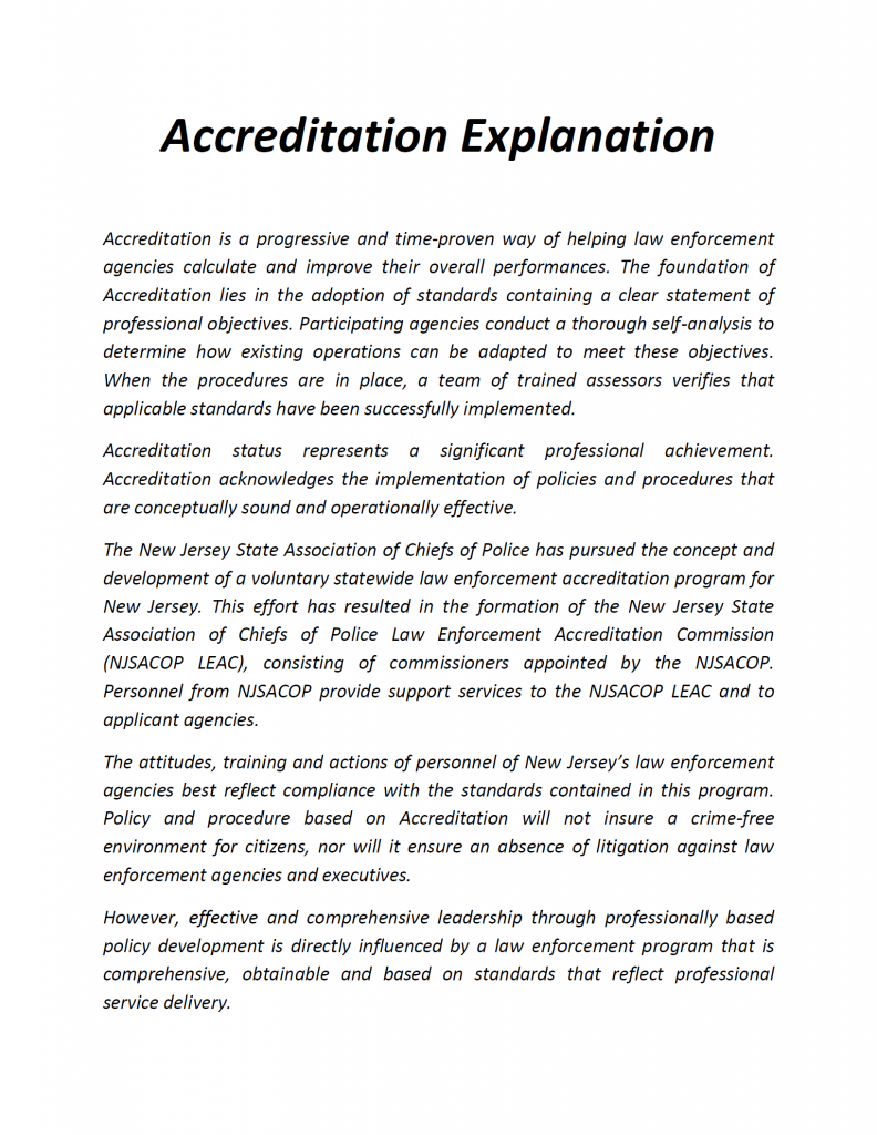 Accreditation_Explanation2 ⋆ Spotswood Police Department